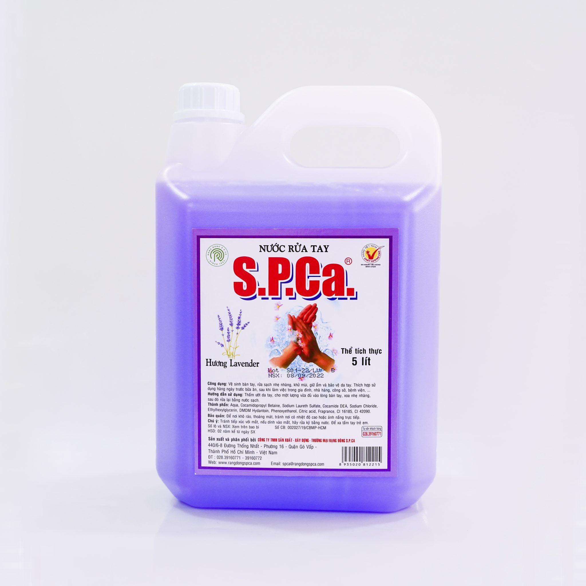 Nước rửa tay S.P.Ca Lavender 5 Lít – CÔNG TY RẠNG ĐÔNG S.P.CA